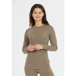 Funktionsshirt WHISTLER "Cerro", Damen, Gr. 40, braun, 85% Wolle, 15% Lyocell, unifarben, normal, Rundhals, Shirts Funktionsshirt, aus hochwertig-nat&uuml;rlichem Mix mit Merinowolle und Lyocell