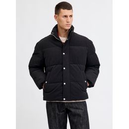 Jack & Jones Steppjacke JACK & JONES "JORGREENE CORDUROY PUFFER JACKET", Damen, Gr. S, schwarz, Web, Obermaterial: 100% Polyester, unifarben, regular fit, Rippb&uuml;ndchen, Jacken Steppjacke