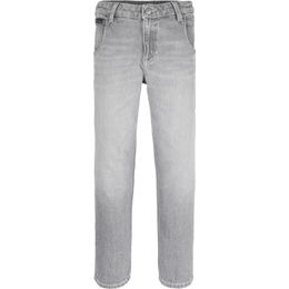 5-Pocket-Jeans Calvin Klein Jeans "BARREL SALT&PEPPER GREY", M&auml;dchen, Gr. 10 (140), N-Gr, grau (salt pepper grau), Denim/Jeans, Obermaterial: 100% Baumwolle, unifarben, straight fit lang, Jeans 5-Pocket-Jeans, f&uuml;r Kinder bis 16 Jahre, Straight Fit, stone washed