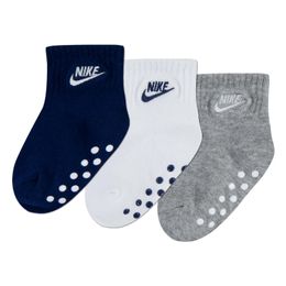 Sportsocken Nike Sportswear "3PK QUARTER SOCK NHN CORE FUTURA GR", M&auml;dchen, Gr. 86-92, bunt, Obermaterial: 52% Baumwolle, 43% Polyester, 5% Elasthan, Socken Sportsocken, f&uuml;r Babys, mit Logodruck, im 3er-Pack, mit Elasthan-Anteil