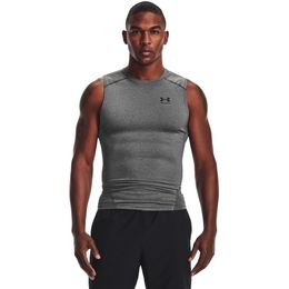 Trainingstop Under Armour "UA HG ARMOUR COMP SL", Herren, Gr. M, grau, Obermaterial: 84% Polyester, 16% Elasthan, Rundhals, Tops, mit Rundhalsausschnitt, f&uuml;r Sportmode und aktive Freizeitgestaltung