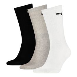 Socken Puma "Puma UNISEX CREW SOCK 3P", Herren, Gr. 35-38, wei&szlig; (wei&szlig;, grau, schwarz), Baumwollmischung, normal, Socken Socken, mit farblichem Logo