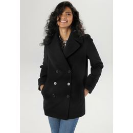 Cabanjacke Aniston SELECTED, Damen, Gr. 40, schwarz, Web, Obermaterial: 100% Polyester. Futter: 100% Polyester, unifarben, l&auml;ssig geschnitten Po-bedeckend, Jacken, mit breitem Reverskragen, Topseller