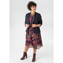 Boleroblazer ANISTON PLUS, Damen, Gr. 50, blau (navy), Web, Obermaterial: 95% Polyester, 5% Elasthan, unifarben, figurumspielend, Blazer, kurzer, verschlu&szlig;loser Damen-Bolero
