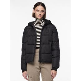 Steppjacke Pieces "PCBEE NEW SHORT PUFFER JACKET NOOS BC", Damen, Gr. XS, schwarz, Steppware, Obermaterial: 100% Polyester, unifarben, regular fit normal, Jacken Steppjacke, Kunstfaser