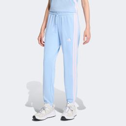 Sporthose adidas Sportswear "W 3S FT CF PT", Damen, Gr. XXL, N-Gr, glow blau, clear pink, Obermaterial: 55% Baumwolle, 36% Polyester, 9% Viskose, Hosen Sporthose, Regul&auml;re Passform, mittelhoher Bund, weiches French Terry Material
