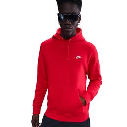 Kapuzensweatshirt Nike Sportswear "Nike Club Men's Pullover Fleece Hoodie", Herren, Gr. L, university rot, university rot, wei&szlig;, Obermaterial: 80% Baumwolle, 20% Polyester, normal, Rundhals, Sweatshirts, mit K&auml;ngurutasche, mit angesetztem B&uuml;ndchen, Langarm