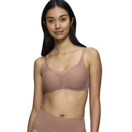 B&uuml;gelloser BH Triumph "Shape Smart P", Damen, Gr. 1, N-Gr, braun (toasted almond), Microtouch, Obermaterial: 51% Polyamid, 25% Polyester, 24% Elasthan, unifarben, BHs, gl&auml;ttend, wattiert, tiefer V-Ausschnitt, formend