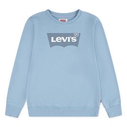 Sweatshirt LEVI'S KIDS "LVB LVB FRENCH TERRY BATWING", Jungen, Gr. 10 (140), forget me not, Sweatware, Obermaterial: 60% Baumwolle, 40% Polyester, bedruckt, Basic normal, Rundhals, Rippb&uuml;ndchen, Sweatshirts Sweatshirt, mit gro&szlig;em Logo