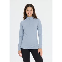 WHISTLER Damen Langarmshirt "Blume"stahlblau, Gr. 44, unifarben, 92% Polyester, 8% Elasthan, Shirts, mit Rei&szlig;verschluss und Stehkragen
