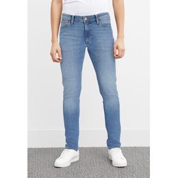 Jack & Jones Skinny-fit-Jeans JACK & JONES "JJILIAM Skinny Jeans mit Used-Waschung f&uuml;r schlanke Silhouette", Herren, Gr. 30, L&auml;nge 34, blau (blau denim), Denim/Jeans, Obermaterial: 57% Baumwolle, 22% Polyester, 20% Viskose, 1% Elasthan, Abriebeffekte, skinny fit, Jeans, Abriebeffekte, modisch, skinny fit, Baumwollmischung