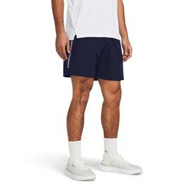 Shorts Under Armour "UA TECH WOVEN WORDMARK SHORT", Damen, Gr. L, N-Gr, blau (midnight nav), Stoff, Obermaterial: 100% Polyester, Hosen Shorts, f&uuml;r vielseitige Aktivit&auml;ten, leichtes Tragegef&uuml;hl, pflegeleicht