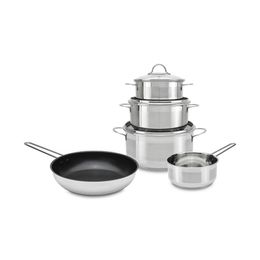 Homeware Profession. Kochtopfset Verona, Schwarz, Edelstahl, Metall, Kunststoff, 5-teilig, 16 cm,20 cm,16 cm, 4 L,2,5 L,1 L,1 L, rund, Lfgb, backofengeeignet,backofengeeignet, Kochen, T&ouml;pfe, Topfsets