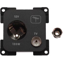 Inprojal System 10.000 Kombi Steckdose 12V mit TV 5 mm schwarz - 12 / 24 V Einbausteckdosen