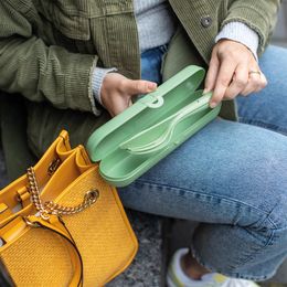 Koziol Klikk Besteck Etui nature leaf green - Aufbewahrungs- & Transportbeh&auml;lter