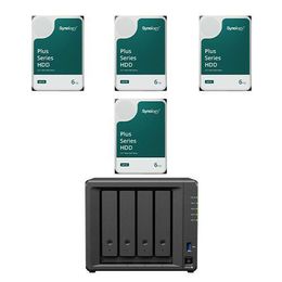 Synology DiskStation DS425+ 4 Einsch&uuml;be NAS-Server Leergeh&auml;use + 24 TB (4x 6TB) Synology Plus 3.5" SATA HDD Festplatte