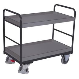 VARIOfit Etagenwagen mit 2 Tabletts 250 kg Traglast Typ XL + EasySTOP - Anthrazitgrau