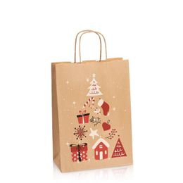 250 x Papiertragetasche "Christmas" 220 x 100 x 310 mm (natur)