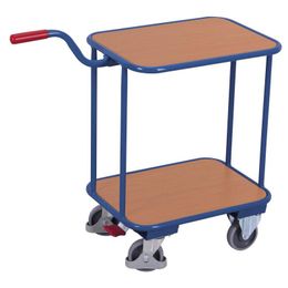 VARIOfit Griffroller mit 2 Holz-Ladefl&auml;chen + EasySTOP - Enzianblau