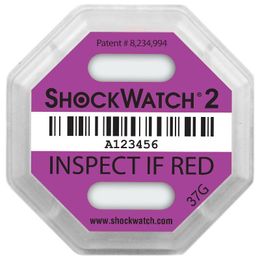 100 x ShockWatch 2 Sto&szlig;indikatorlabel mit Warnhinweisaufkleber (violett)