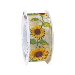6 x Geschenkband Sonnenblumen Creme 40 mm x 20 m (0,6316 &euro; pro 1 m)