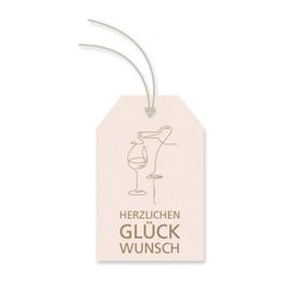 12 x Geschenkanh&auml;nger mit Band "Herzlichen Gl&uuml;ckwunsch" 80 x 52 mm