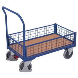 VARIOfit Drahtgitter Kasten-/ B&uuml;gelwagen Typ S + EasySTOP - Enzianblau
