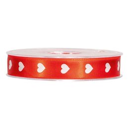 Geschenkband "Herz" Rot/Wei&szlig; 15 mm x 25 m