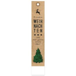 12 x Geschenkanh&auml;nger "Weihnachten Natur mit Baum" 30 x 170 mm