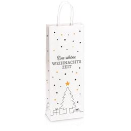 300 x Papiertragetasche "Weihnachtszeit" 140 x 80 x 390 mm (wei&szlig;)