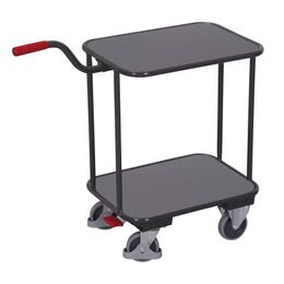 VARIOfit Griffroller mit 2 Holz-Ladefl&auml;chen + EasySTOP - Anthrazitgrau