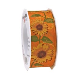 6 x Geschenkband Sonnenblumen Orange 40 mm x 20 m (0,6316 &euro; pro 1 m)