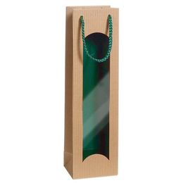 20 x Geschenkt&uuml;te mit Sichtfenster f&uuml;r 1 Flasche 100 x 80 x 360 mm (Bicolor natura/innen Gr&uuml;n)