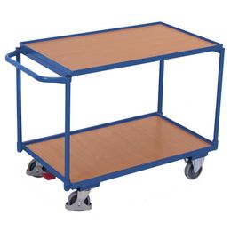 VARIOfit Tischwagen 250 kg mit 2 Ladefl&auml;chen Typ L + EasySTOP - Enzianblau