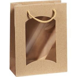 20 x Geschenkt&uuml;te mit Sichtfenster "mini" f&uuml;r 1 Flasche 170 x 85 x 220 mm (natur)