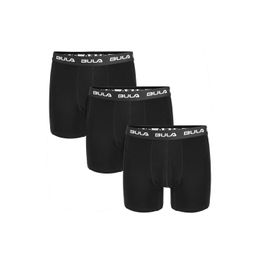 Boxershorts BULA "Frame", Herren, Gr. L, 3 Stk., schwarz, 95% Baumwolle, 5% Elasthan, mehrfarbig, Unterhosen, im 3er-Pack mit Flatlock-N&auml;hten