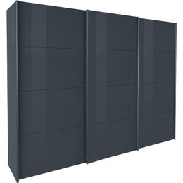 Schwebet&uuml;renschrank Rauch "Kleiderschrank Schrank Garderobe TOPSELLER OTELI inkl. Inneneinteilung", grau (graumetallic, hochglanz effektgrau), B:271cm H:210cm T:62cm, Holzwerkstoff, Schr&auml;nke, Schwebet&uuml;renschrank, mit 3 Innenschubladen sowie zus&auml;tzlichen Einlegeb&ouml;den MADE IN GERMANY, Topseller