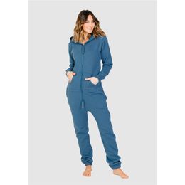Jumpsuit MONIZ, Damen, Gr. XS, EURO-Gr&ouml;&szlig;en, blau (jeansblau), 80% Baumwolle, 20% Polyester, lang, Overalls Jumpsuit, mit kuscheligem Komfort