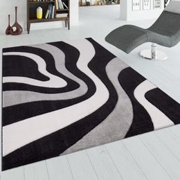L&auml;ufer Paco Home "Diamond 760" Gr. 12, schwarz, B:80cm H:18mm L:300cm, Kunstfaser, Teppiche, L&auml;ufer, Teppich-L&auml;ufer, Kurzflor, 3D-Design, modernes Wellen Muster