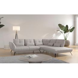 Ecksofa OTTO HOME "Mikado L-Form", grau (hellgrau), B:297cm H:88cm T:245cm, 95% Polyester 5% Polyamid, Sofas, Ecksofa, inkl. Sitztiefenverstellung und Armteilverstellung
