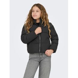 Steppjacke KIDS Only "KOGDOLLY SHORT PUFFER JACKET OTW", Jungen, Gr. 152, schwarz, Web, Obermaterial: 60% Polyester, 40% Nylon, unifarben, normal h&uuml;ftlang, Jacken Steppjacke, mit abnehmbarer Kapuze
