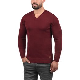 Strickpullover Blend "BHLasse", Herren, Gr. XXL, andorra rot, Feinstrick, 50% Baumwolle, 50% Polyacryl, unifarben, Basic, regular fit, V-Ausschnitt, eingesetzt, Pullover Strickpullover, Feinstrickpullover mit aufgestickten Ellenbogenpatches