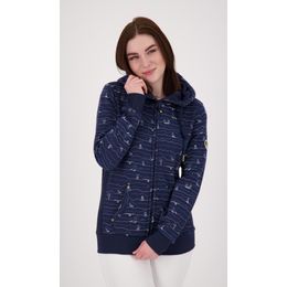 Kapuzensweatshirt ANKERGLUT "ANKERGLUTWELLE", Damen, Gr. 44L, blau (navy), 60% Baumwolle; 40% Polyester, bequem, angesetztes B&uuml;ndchen, Sweatshirts, Auch in Gro&szlig;en Gr&ouml;&szlig;en erh&auml;ltlich