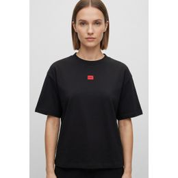 T-Shirt HUGO UNDERWEAR "Signature", Damen, Gr. L, schwarz 001, Jersey, Obermaterial: 48% Baumwolle, 48% Modal, 4% Elasthan, Rundhals, Shirts T-Shirt, normale Passofrm, Rundhals