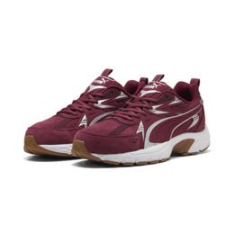 Sneaker Puma "Milenio Tech Sneakers Erwachsene", Damen, Gr. 37,5, silber (team regal rot silber ruby shimmer metallic), Obermaterial: Textil, Kuhleder, Synthetik; Futter: Textil; Innensohle: Textil; Laufsohle: Gummi, Schuhe Sneaker