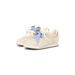 Keilsneaker Tommy Jeans "TJW LOW PROFILE RUNNER", Damen, Gr. 41, beige, hellblau, Leder, Lederimitat, Textil, Schuhe, Freizeitschuh, Schn&uuml;rschuh, Halbschuh mit Kontrastbesatz