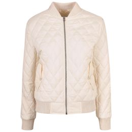 Allwetterjacke Urban Classics "Urban Classics Damen Ladies Diamond Quilt Nylon Jacket", Damen, Gr. S, sandwei&szlig;, 100% Polyester, unifarben, normal, amerikanischer Ausschnitt, Jacken