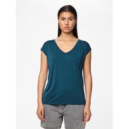 Kurzarmshirt Pieces "PCKAMALA TEE NOOS BC", Damen, Gr. M, gr&uuml;n (reflecting pond), Single Jersey, Obermaterial: 73% Modal, 27% Polyester, unifarben, regular fit normal, V-Ausschnitt, Shirts, Materialmix, regular fit