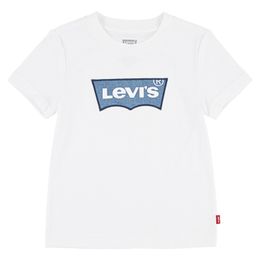 T-Shirt LEVI'S KIDS "LVN MY FIRST BATWING TEE", M&auml;dchen, Gr. 12 (152), hellwei&szlig;, Jersey, Obermaterial: 100% Baumwolle, bestickt, regular fit normal, Rundhals, gerader Abschluss, Shirts T-Shirt, mit Logo Stickerei