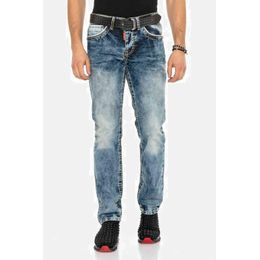 Cipo & Baxx Straight-Jeans CIPO & BAXX "Jeans", Herren, Gr. 28, L&auml;nge 32, blau, 100% Baumwolle, unifarben, Basic, regular fit lang, Jeans Straight-Jeans, In Straight Fit, CD-148